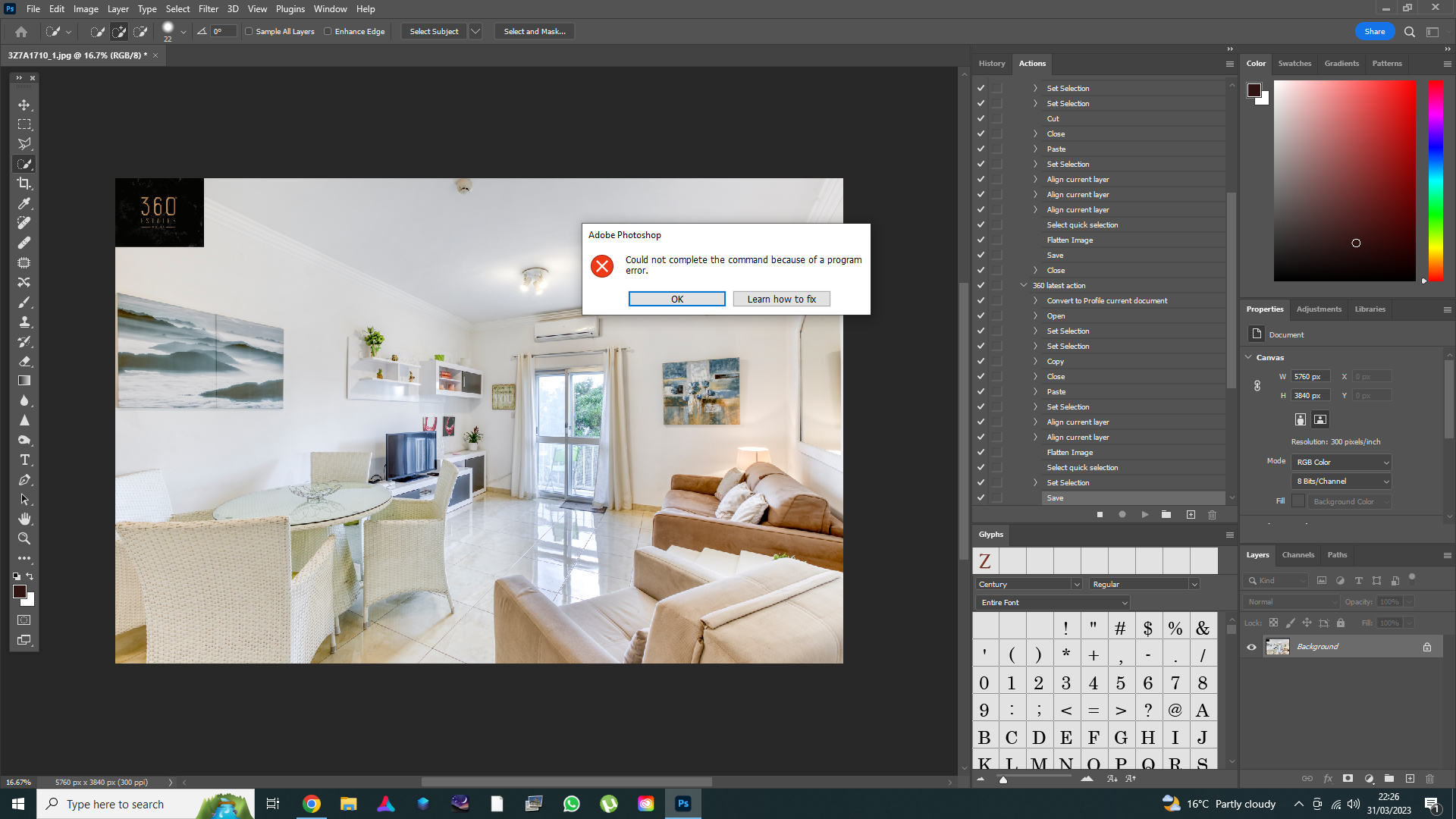 P Program Error With Actions That Have Save Comma Adobe Product