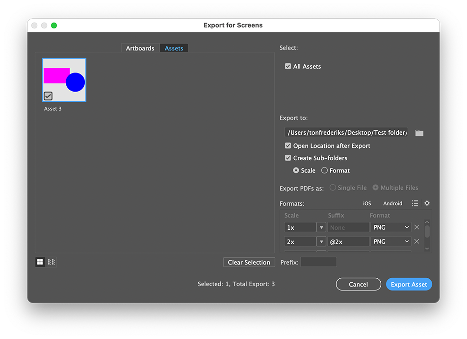 Export only from artboard when using Asset Export - Adobe Community ...