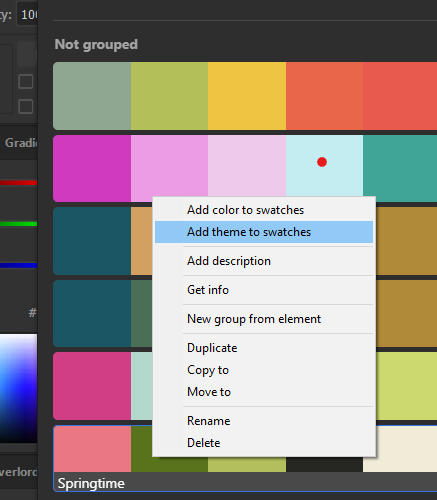 Color (theme) swatches from CC library to Illustra... - Adobe Product ...