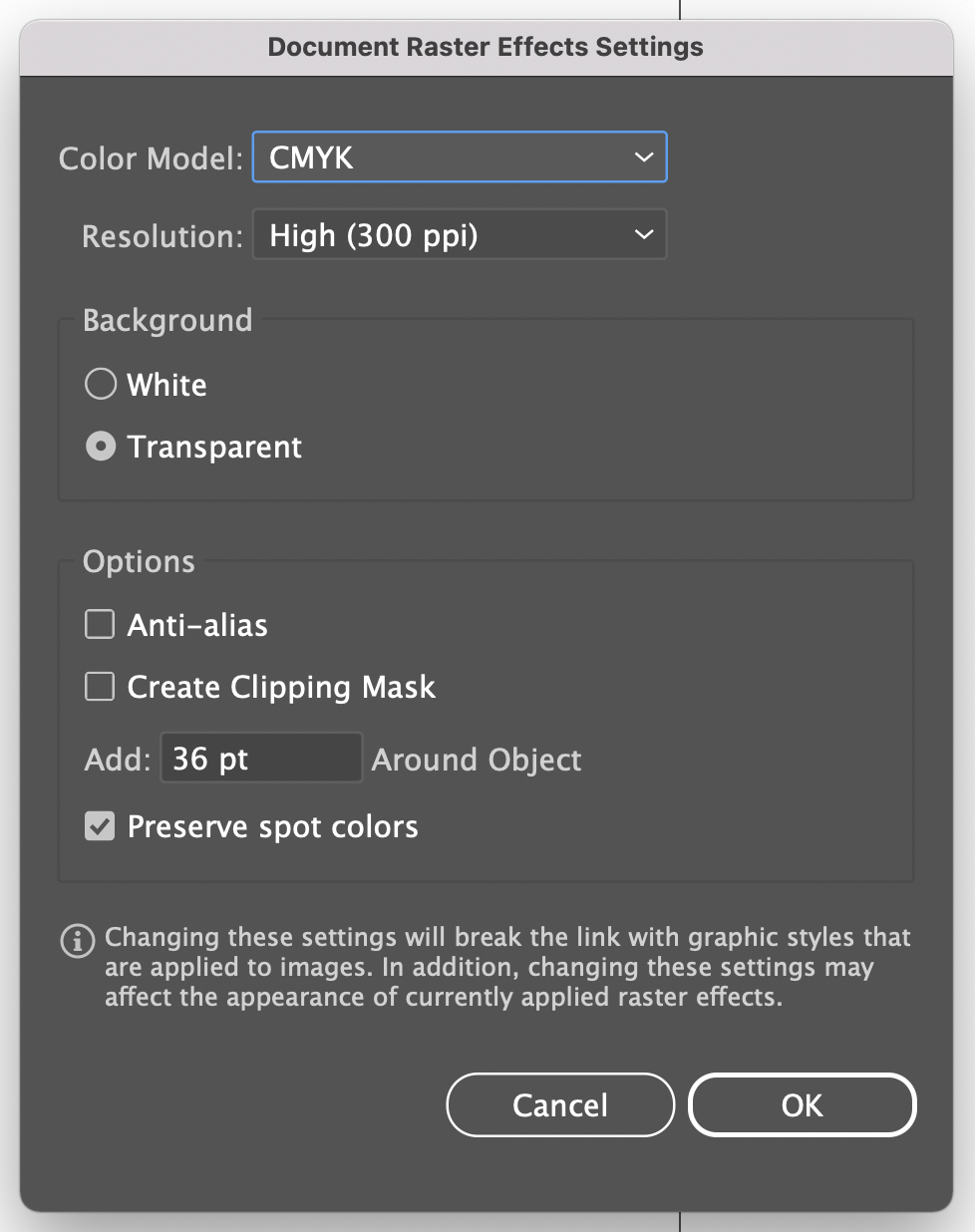 How to get document raster effect setting details - Adobe Community ...