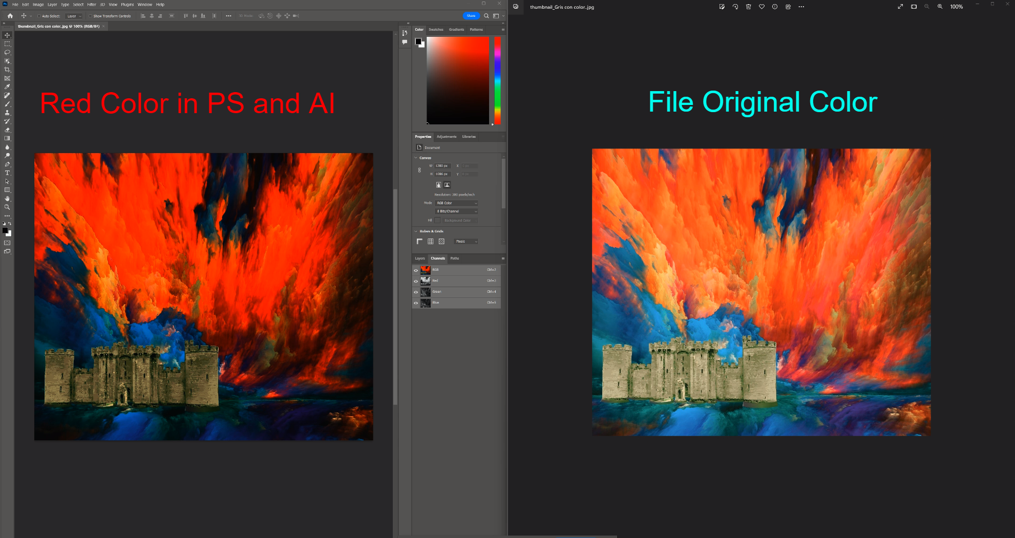 Red Color on PS and IA uploads - Adobe Community - 13715684