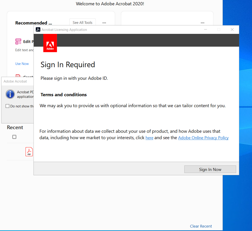 Solved: Adobe Acrobat Pro 2020 Asking to Sign In - Adobe Product ...