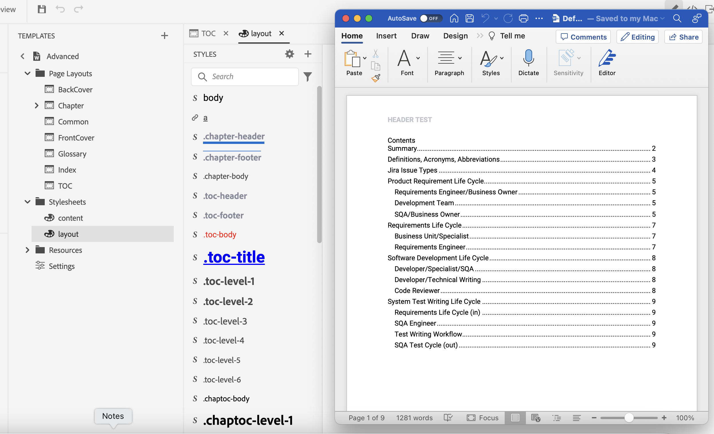 New UI - TOC output in Word not linking to CSS - Adobe Community - 13724174
