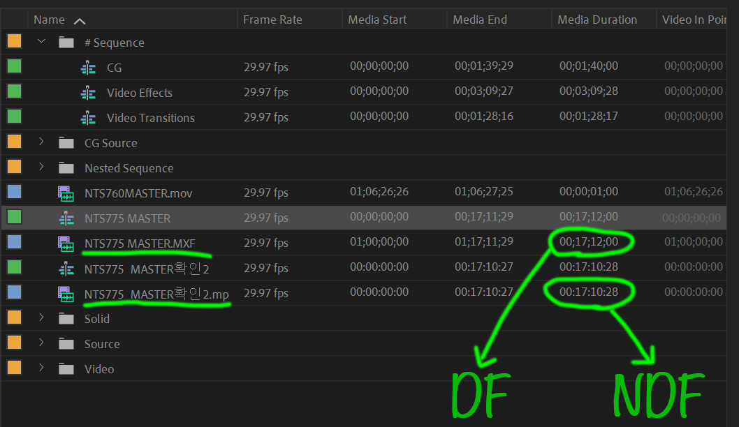 MXF를 mp4로 변환했을 때 duration.. 및 시퀀스 세팅????이 이상합니다 - Adobe Product ...