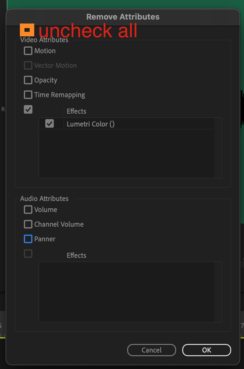 Uncheck All on Dialog Boxes - Adobe Community - 13731345