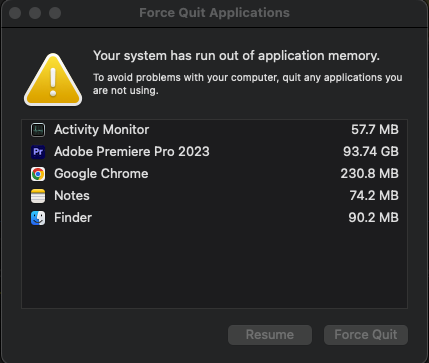 Solved: Premiere Pro - Using too much memory 100GB+ - Adobe Product Community - 13781224