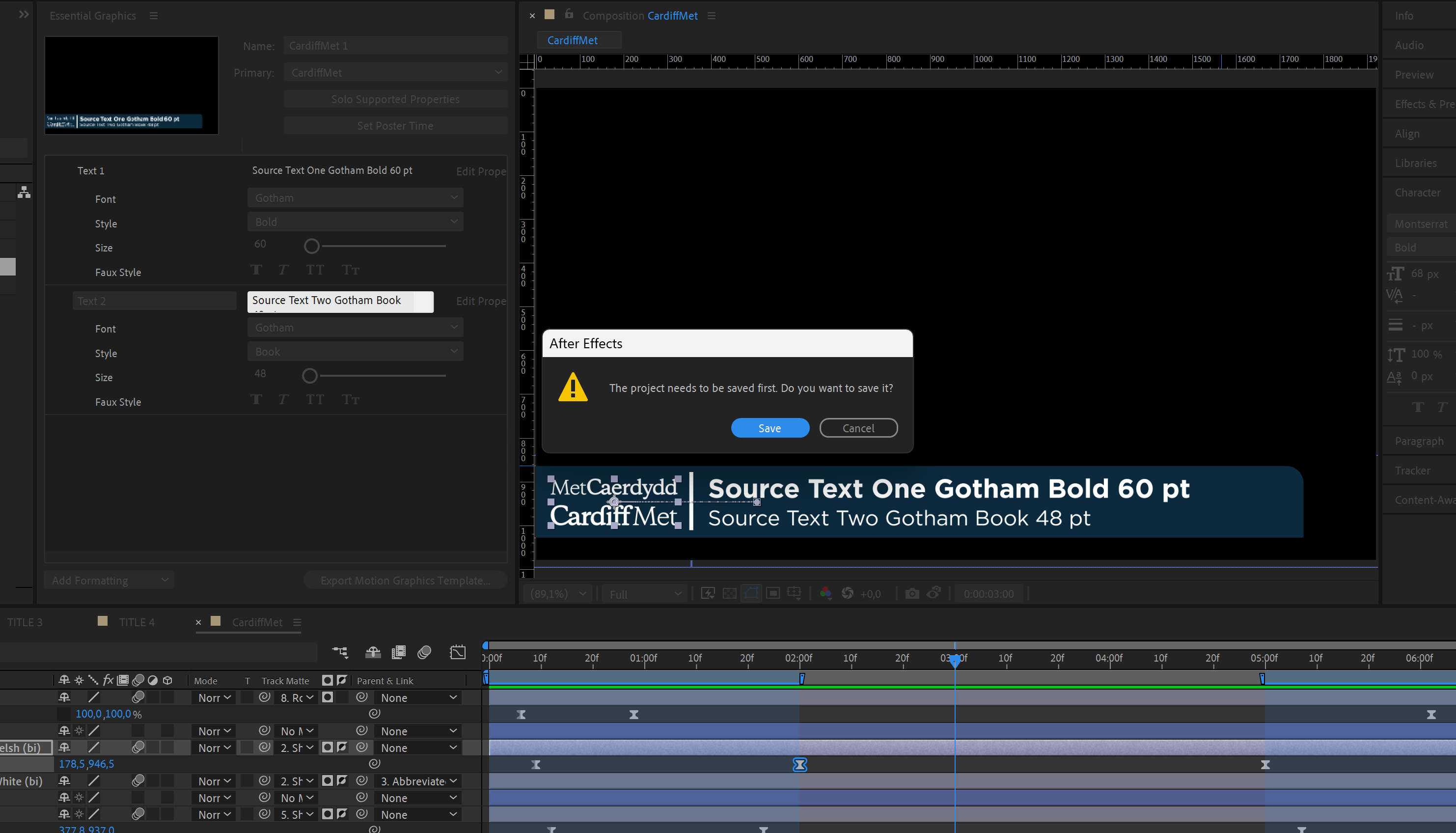 Stop forcing me to Save when Exporting a Motion Gr... - Adobe Community - 13784503