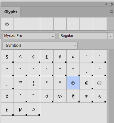 Copyright symbol not showing up - Adobe Product Community - 13784676