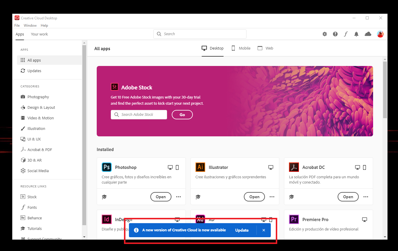 Solved: Dimiss Creative Cloud update notification - Adobe Product ...