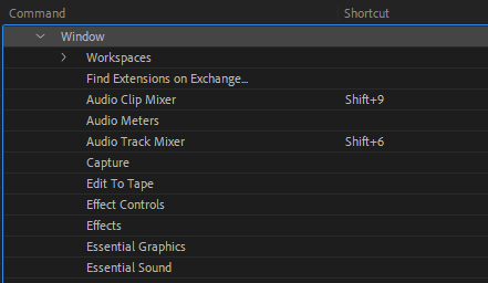 Solved: keyboard shortcuts for Focus Panel (Effects, Proje... - Adobe ...