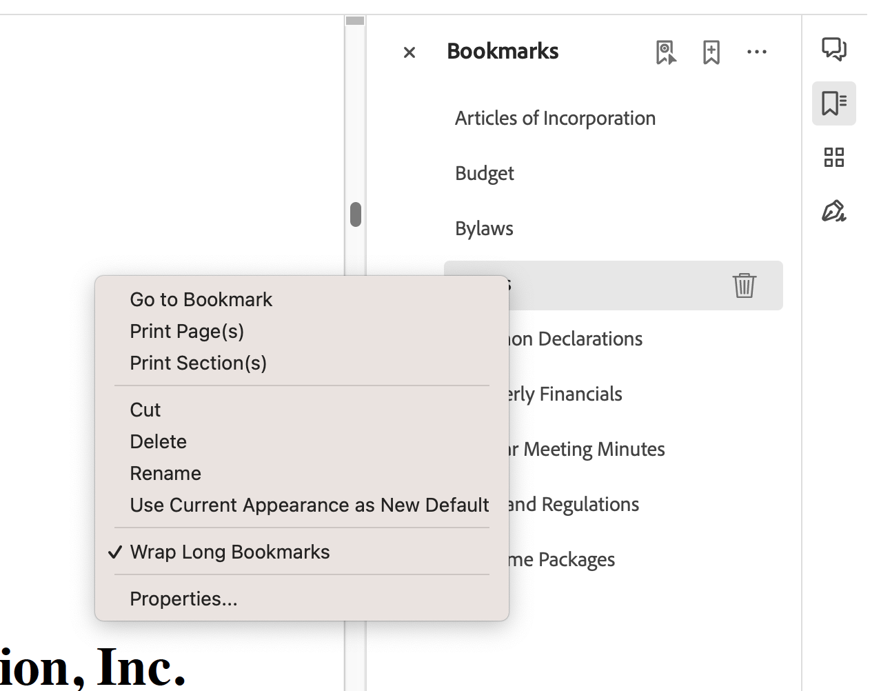 Cannot Right Click to Set Destination of Bookmark ... - Adobe Product ...