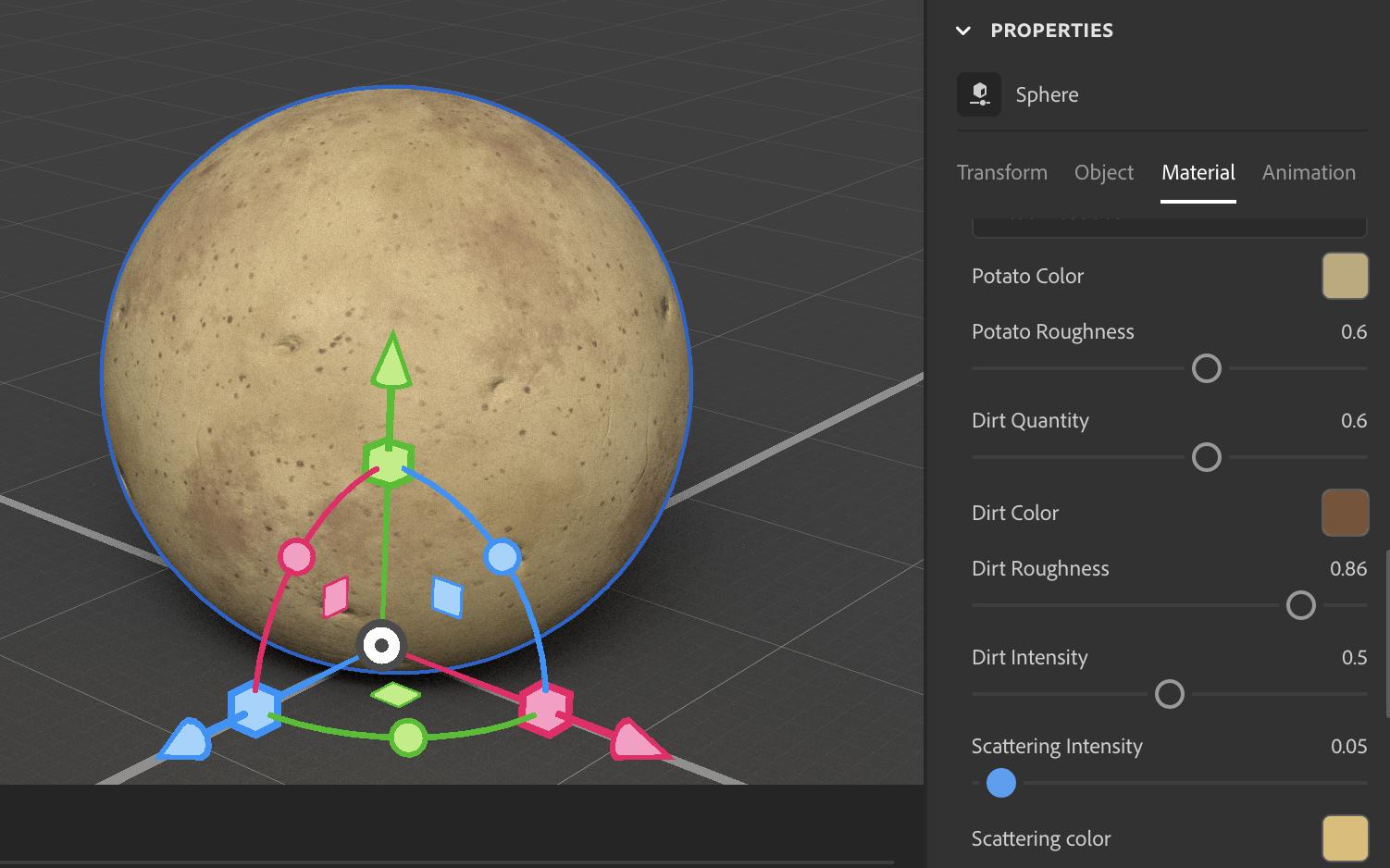 Solved: Render a sphere with potato material - Adobe Product Community - 13780278