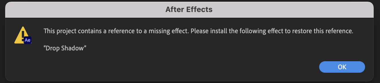 Missing Drop Shadow effect in AE - Adobe Product Community - 13813027
