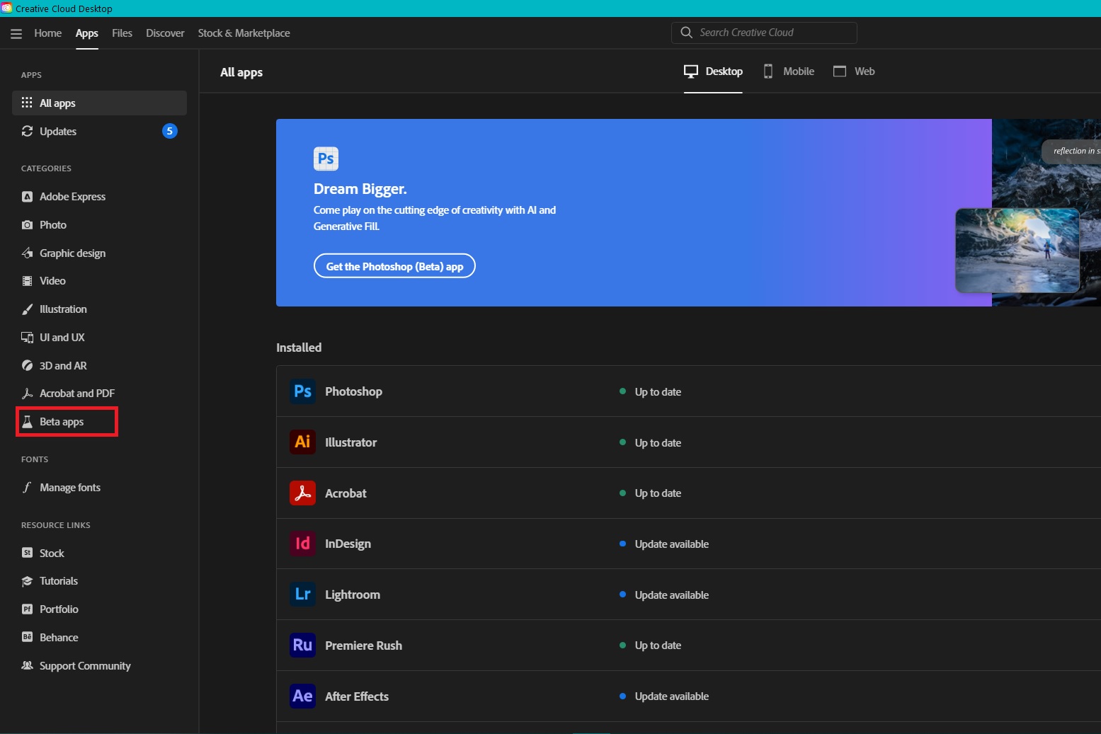 Photoshop Beta and Beta option are missing - Adobe Product Community ...