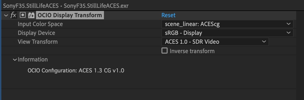 New OpenColorIO Display Transform effect in After ... - Adobe Product ...