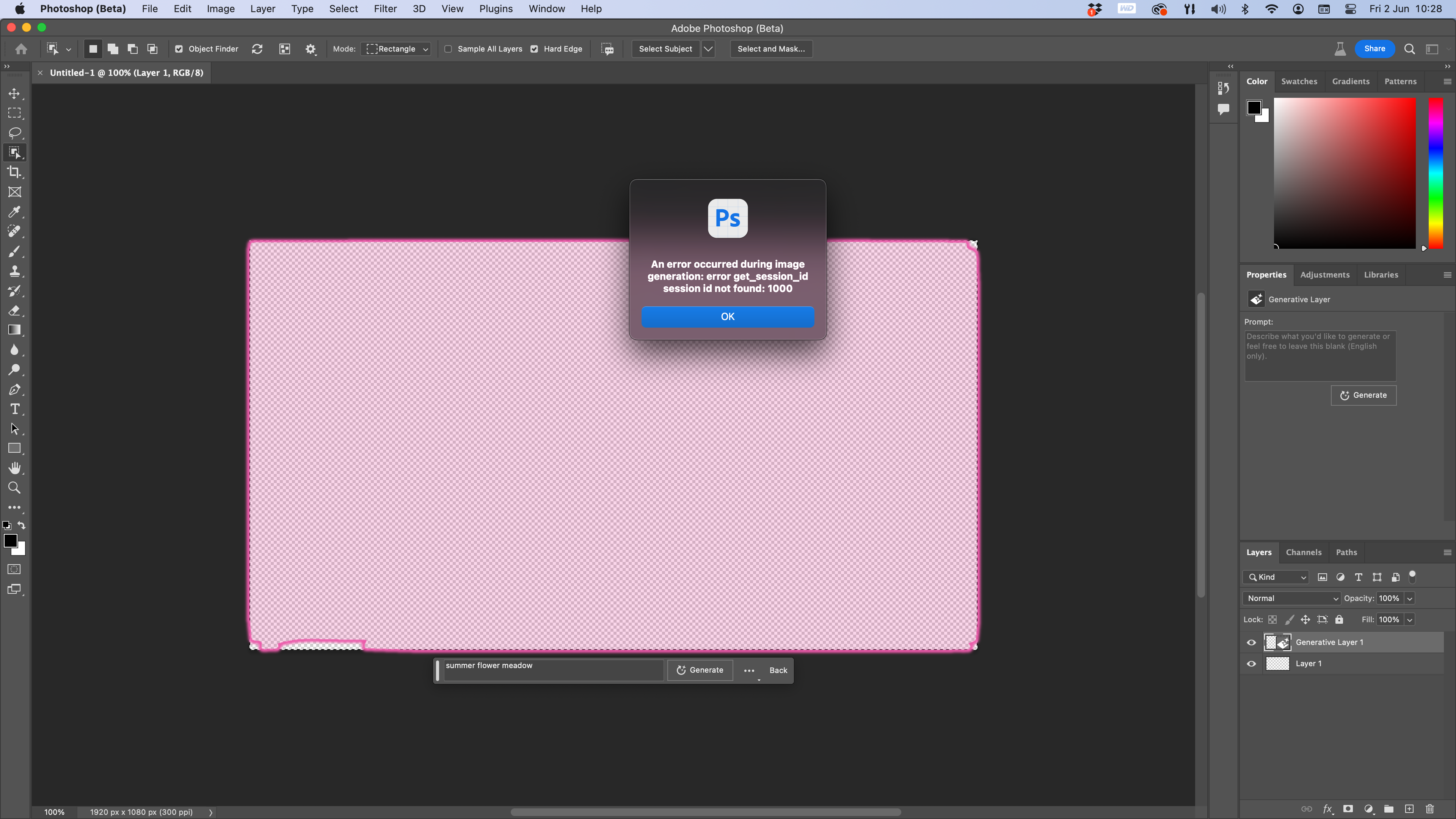 P: Session ID: 1000 error using generative fill - Page 2 - Adobe ...
