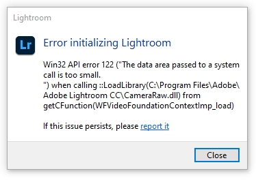 P: Lightroom keeps showing this error when launche... - Adobe Community ...
