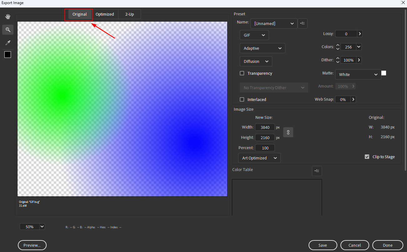 Solved: Parameters disappear while exporting animated GIF - Adobe ...