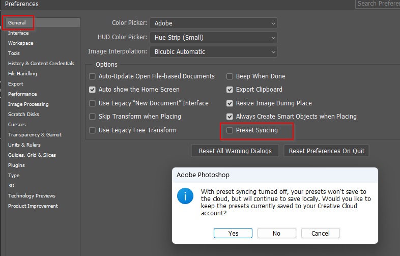 Preset Syncing Locking up Photoshop (for ever!) - Adobe Community ...