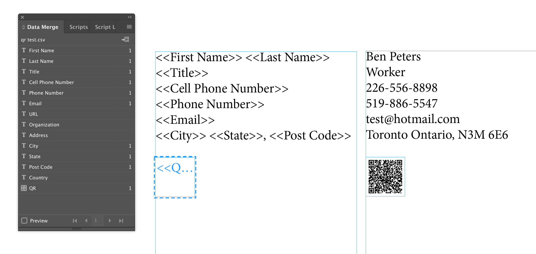 Solved Generate Business Card Qr Code By Data Merge Adobe Product Community 11362109