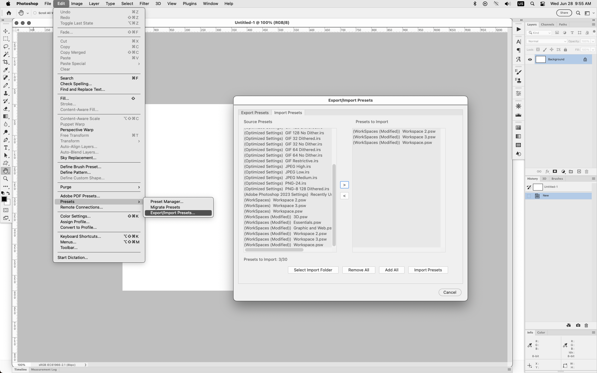 Windows: Workspace Transfer - Adobe Community - 13898805