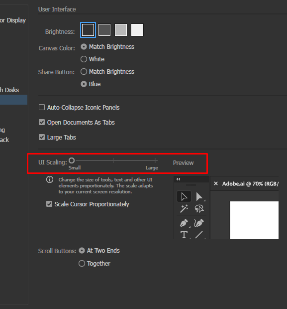 Further scale down the UI - Adobe Community - 13914540