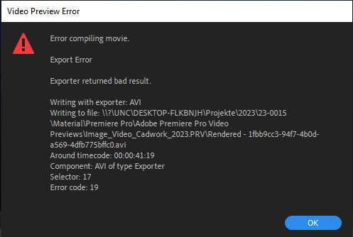 Error during Export with Media Encoder - Adobe Community - 13924193