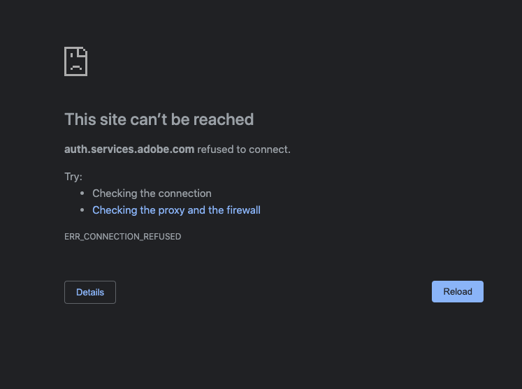 The site can't be reached - Adobe Product Community - 13936462