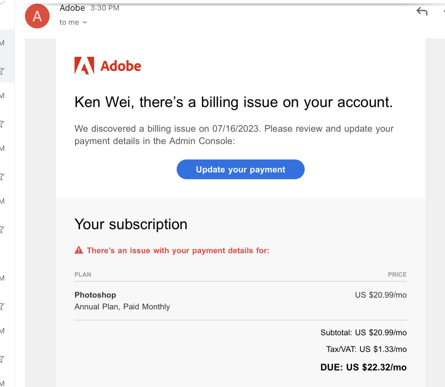 Billing issues fail - Adobe Community - 13940641
