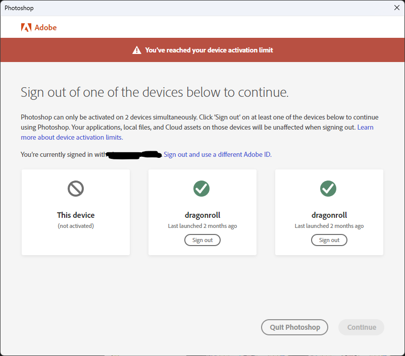Device limit used up on only one device - Adobe Product Community ...