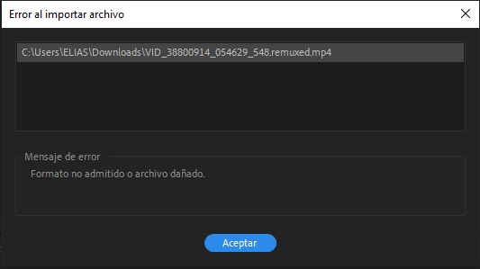 'Unsupported format or damaged file' Error importi... - Adobe Product ...