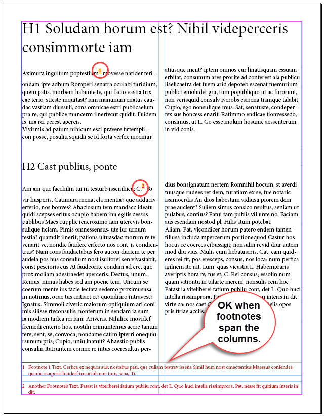 Solved: Problem with headings spanning columns and footnot... - Adobe ...