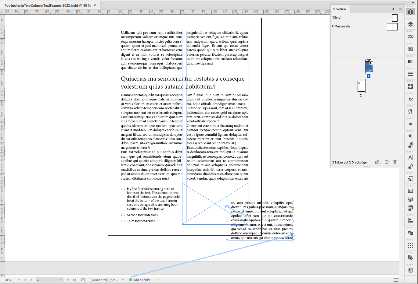 Solved: Problem with headings spanning columns and footnot... - Adobe ...