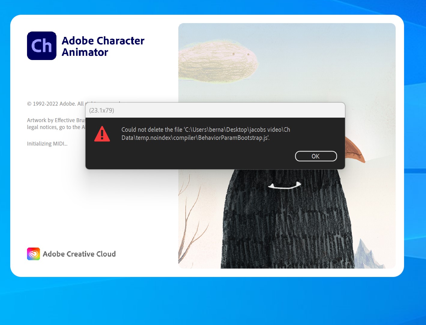 Character animator error - Adobe Community - 13952343