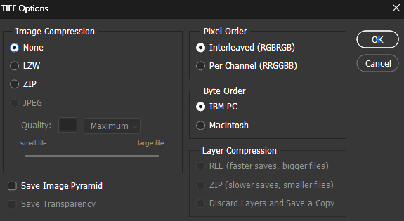 Solved: Tiff Options Image Compression" None VS LZW " - Adobe Product ...