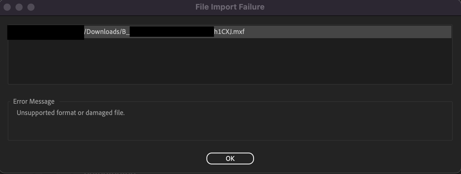 Arri Raw MXF Files not importing into Premiere Pro... - Adobe Product Community - 13507614