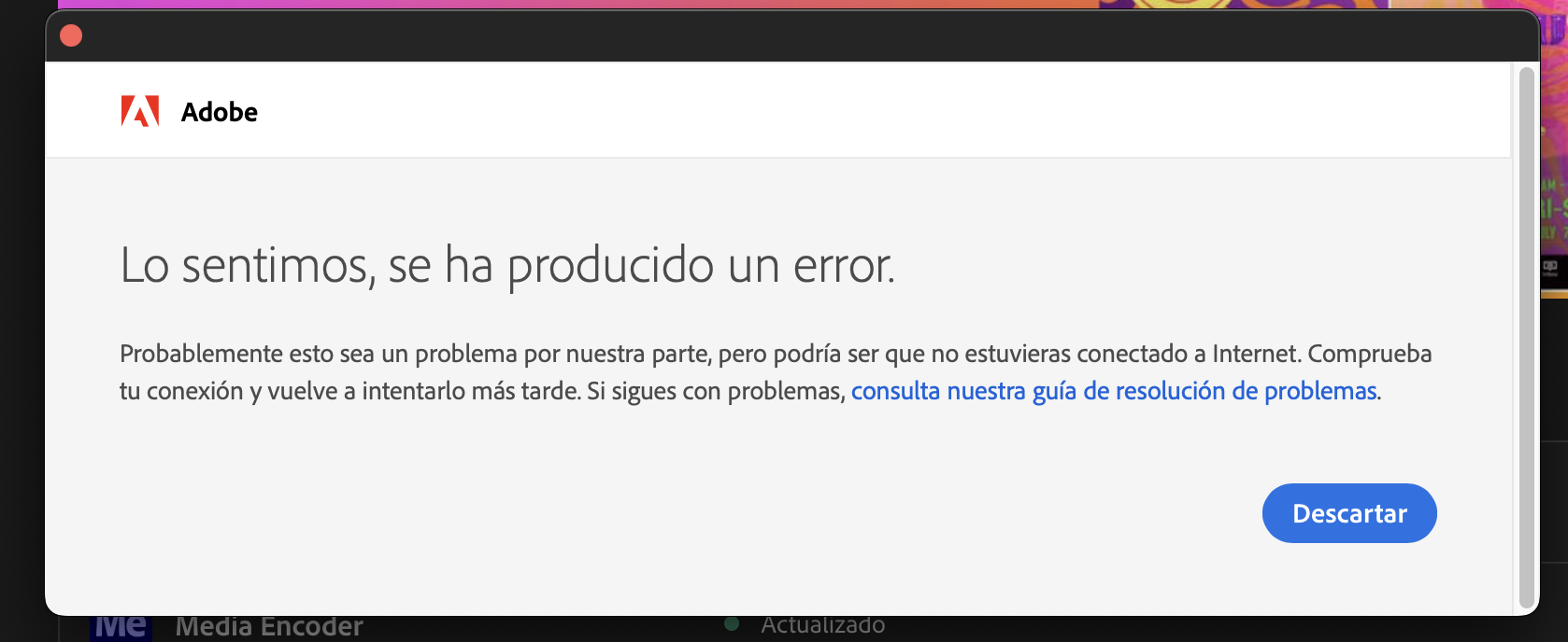 Solved: Problema de conexion adobe - Adobe Product Community - 13970212
