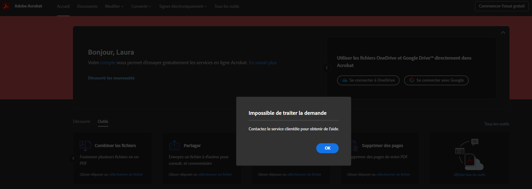 Impossible de traiter la demande - Adobe Community - 13981982
