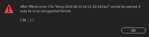 After Effects error 86::1 - Adobe Community - 13982500