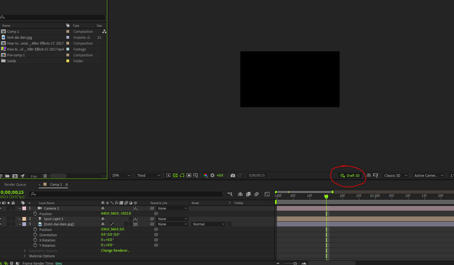 Draft 3D After Effect 2022 error black screen - Adobe Community - 13999963