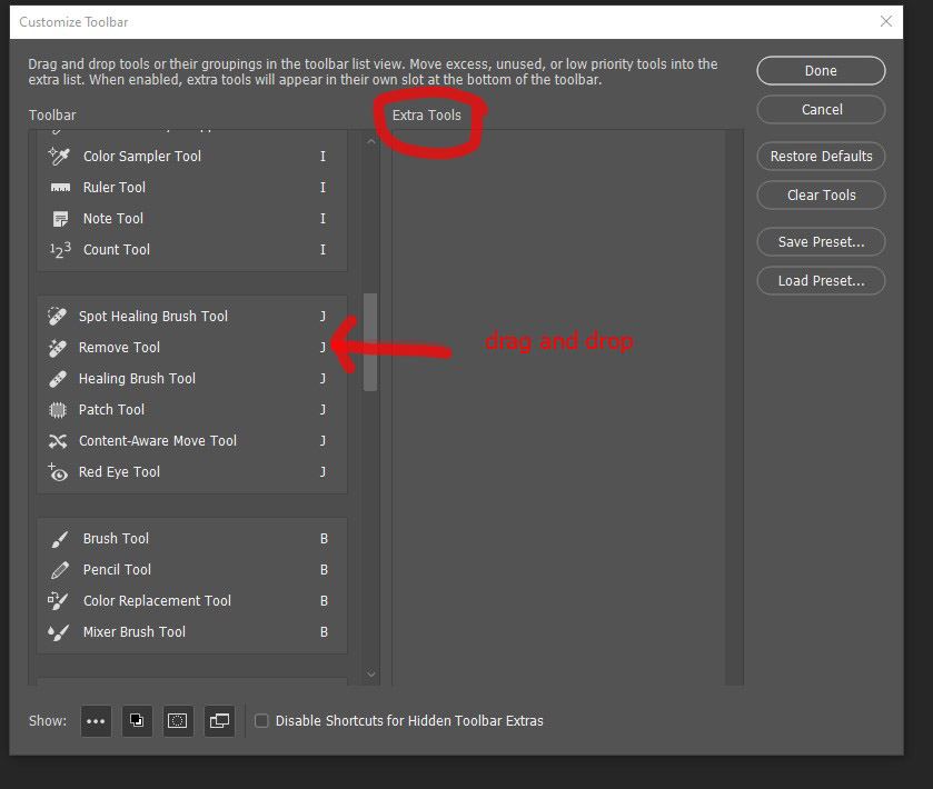Remove tool missing - Adobe Community - 14004381