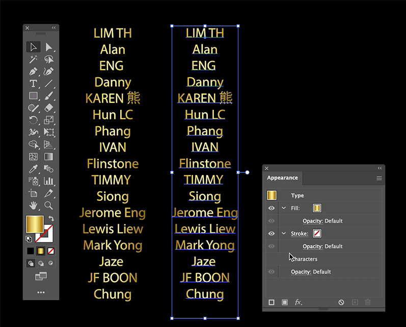 Solved Cannot Apply Gradient After The Texts Are Grouped Adobe
