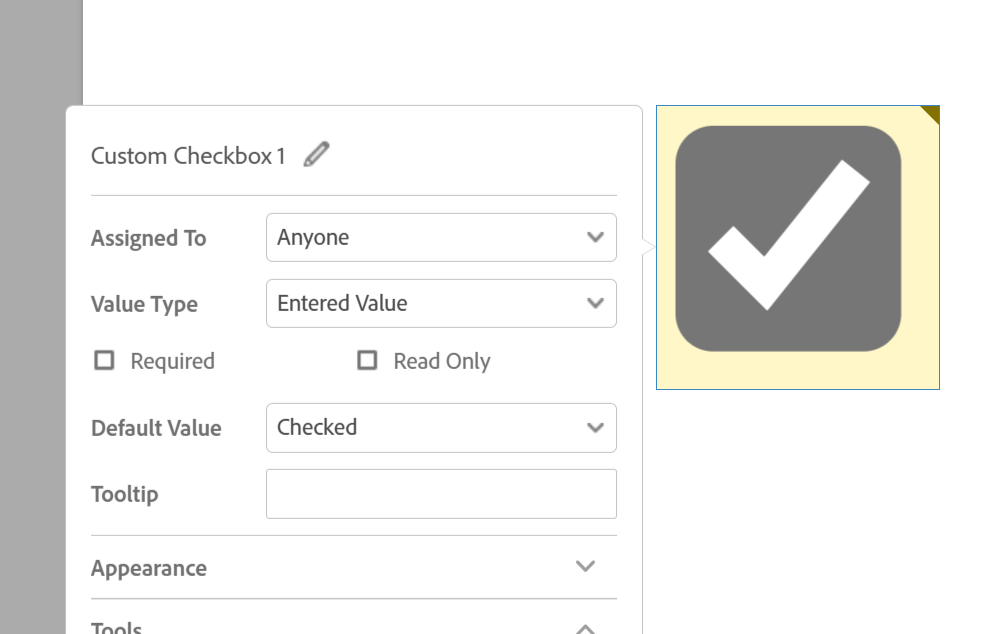 Checked boxes show as completed filled in on the c... - Adobe Product ...
