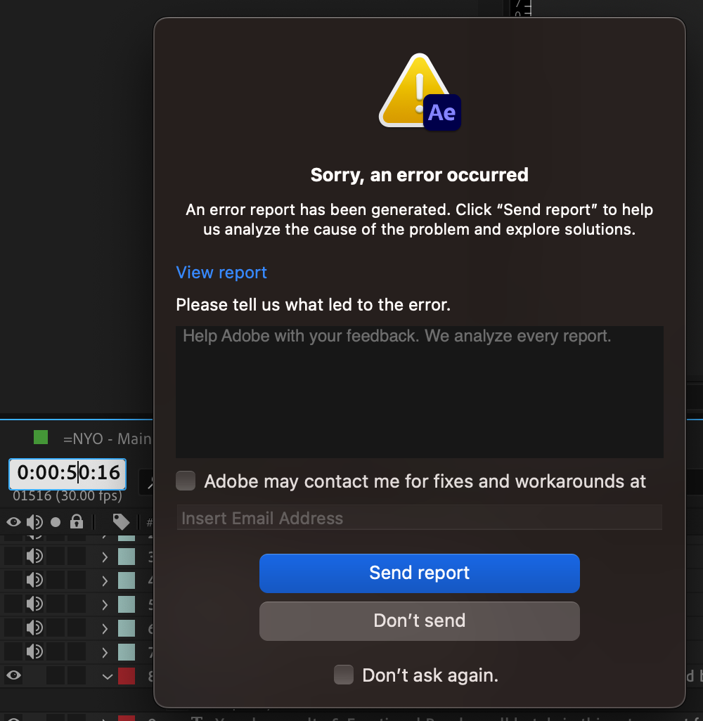 AE 23.6 (Mac) Crash - Changing Timecode/Time Displ... - Adobe Community ...