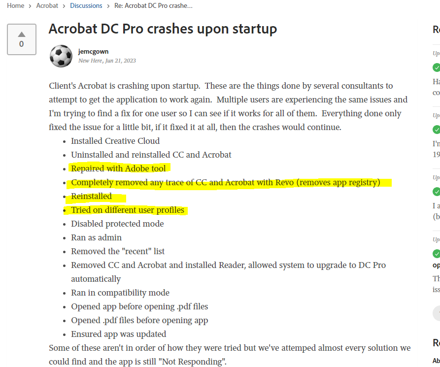 Solved: Acrobat DC Pro crashes upon startup - Adobe Product Community ...