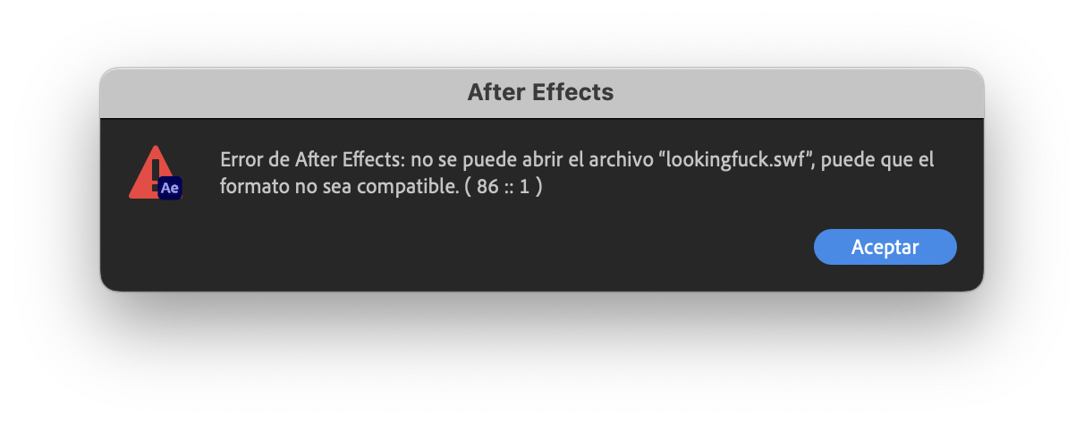 not possible to import swf to after effects - Erro... - Adobe Community - 14028450