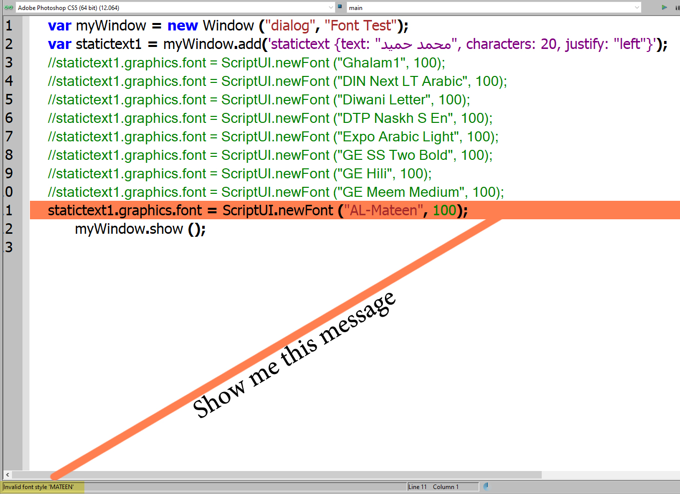 Display sample font chosen from a list - Adobe Community - 14034856