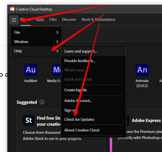 updating creative cloud desktop - Adobe Community - 14046321