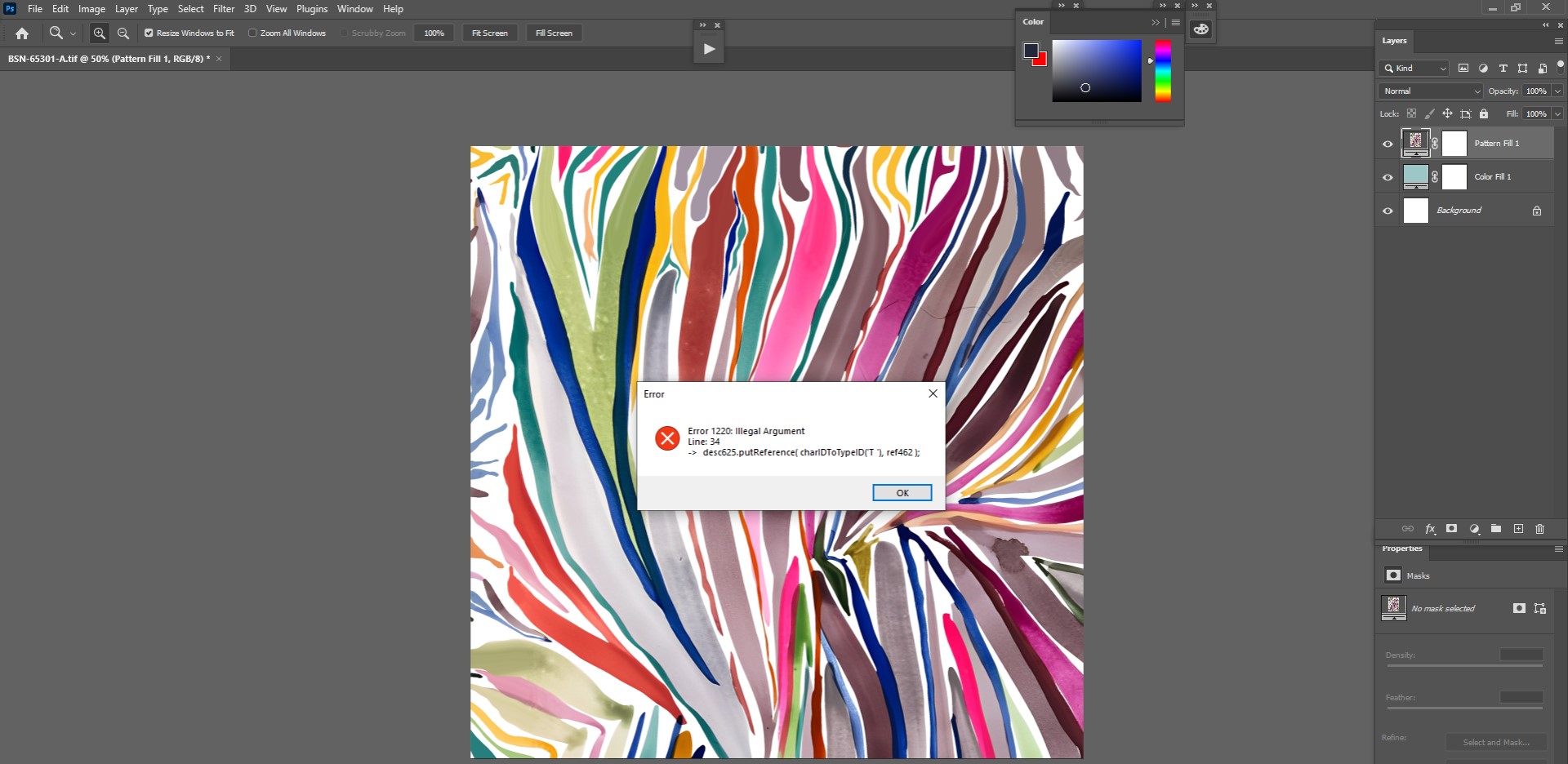 fill with auto creat pattern and fill pattern scri... - Adobe Support ...