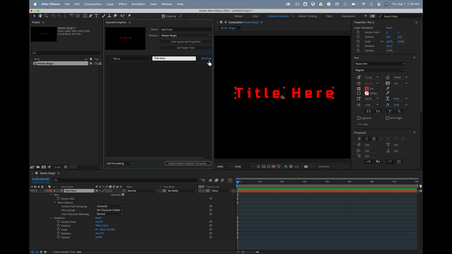 Solved: Motion Graphics Templates and no font selection - Adobe Support ...